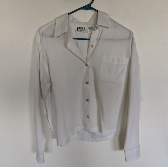 Chico's | Tops | Chicos Boxy White Button Up | Poshmark